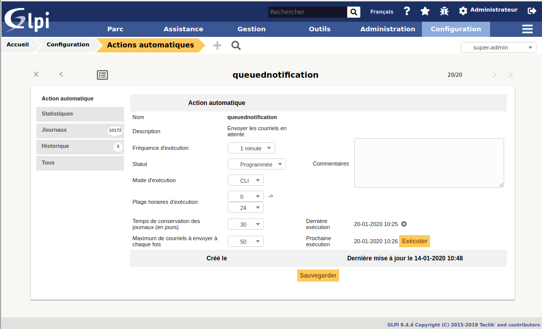 GLPI : configurer les actions automatique – Raphaël DIGONNAUX
